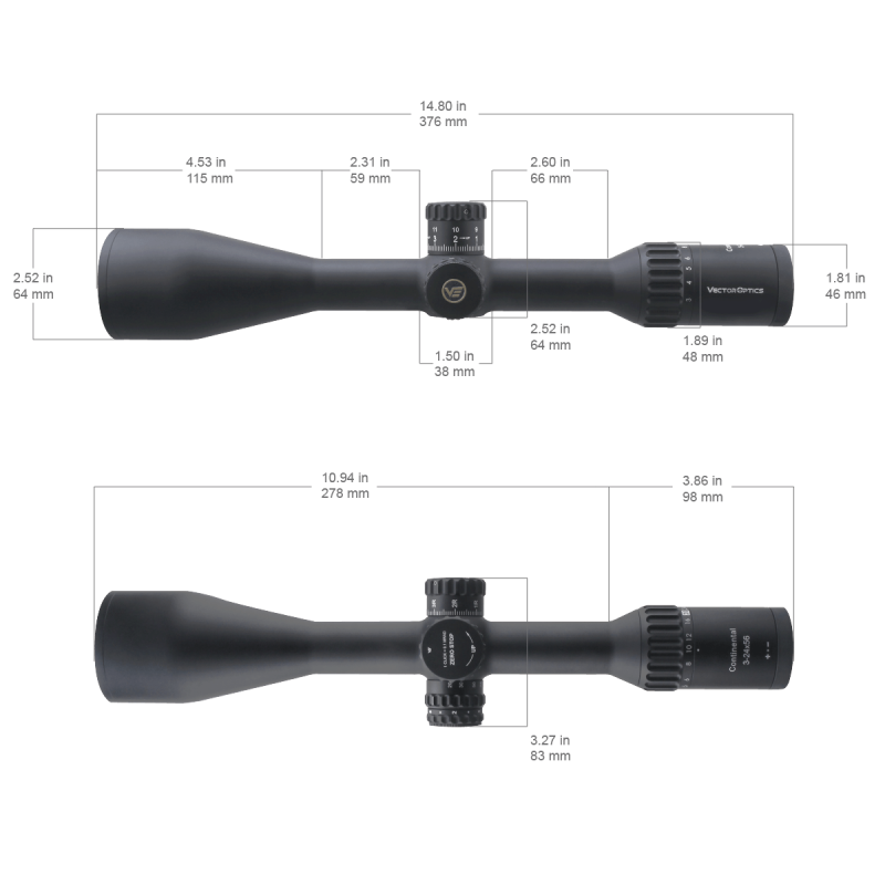 Vector Continental x8 3-24×56 SFP ZERO STOP Tactical Scope ED ...