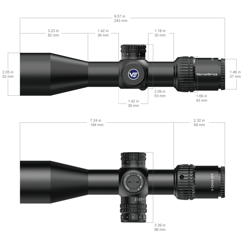 Vector Veyron 3-12x44IR SFP Compact Riflescope - Natshoot Shop